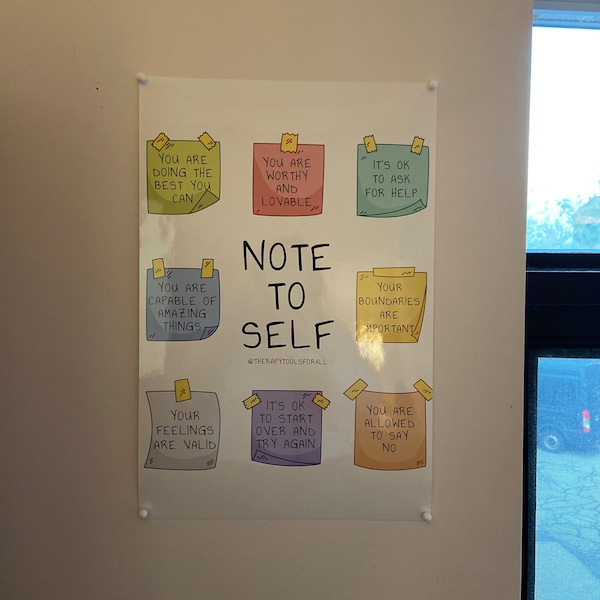 Note to Self Digital Mental Health Poster, Self Love, Self Care ...