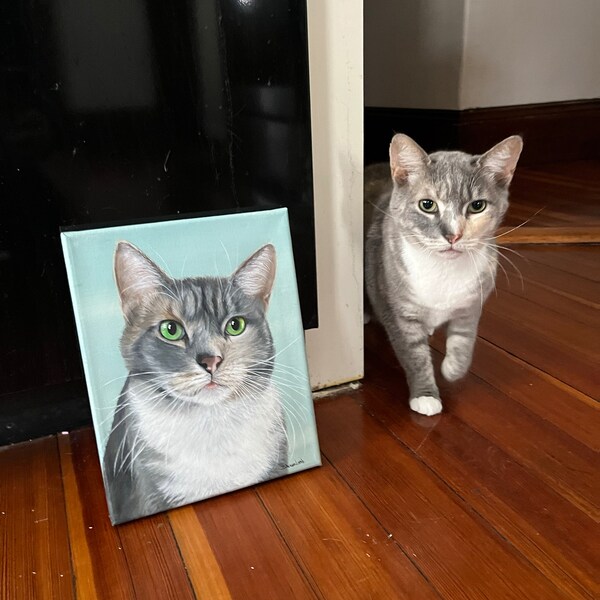 Custom Pet Painting Portrait Canvas Animal Art Pet Memorial Loss ...