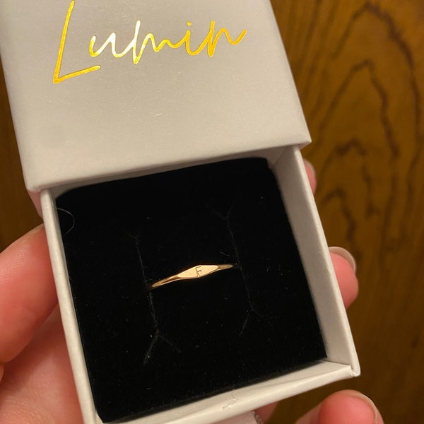 Tiny Initial Ring, Gold Fill or Sterling Silver, Personalizable Letter Ring by Lumin Jewelry ...