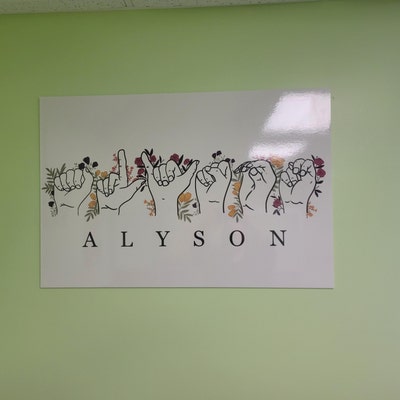 Custom Name Word Print ASL, SASL, Sign Language, Florals, Nursery Decor ...