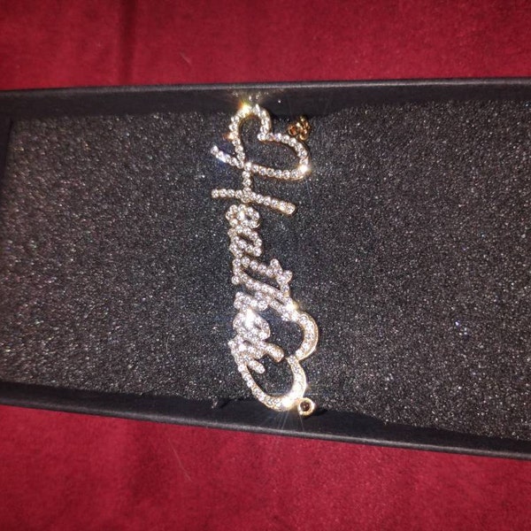 Script Diamond Name Necklace: Dainty Bling Nameplate, Personalized ...
