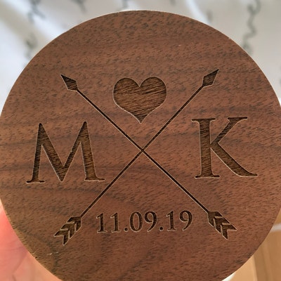 Circle Wood Ring Box Engraved Ring Bearer Box for Wedding - Etsy