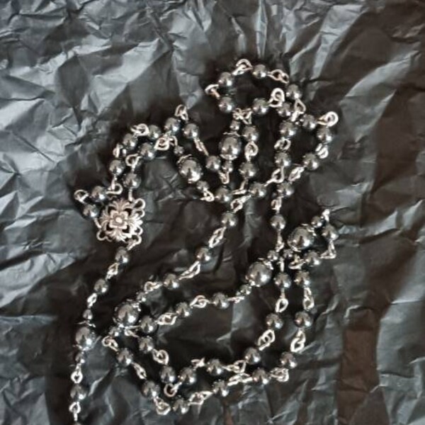 Stainless Steel Ankh Rosary Chain. Silver Toned Trad Goth Rosary. Long ...