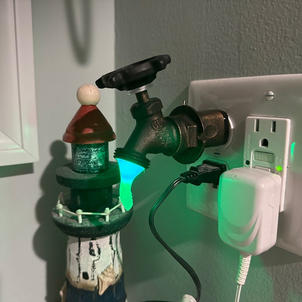 Steampunk Faucet Night Light | Sky Blue LED Drip, Plug-in Lamp - Etsy