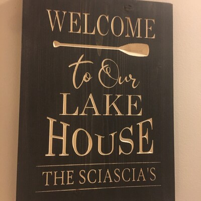 Personalized Engraved Welcome to Our Lake House Oar Sign - Etsy