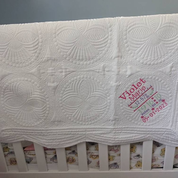 Heirloom Baby Quilt, Victorian Scroll Monogrammed Personalized Baby ...