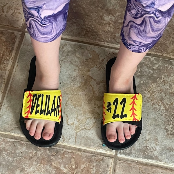 Personalized Custom FASTPITCH SOFTBALL Slides Flip Flops Sandals ...