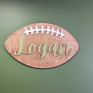 Football Name Sign 18-36 Diameter Round Sign Child Baby Name Football ...