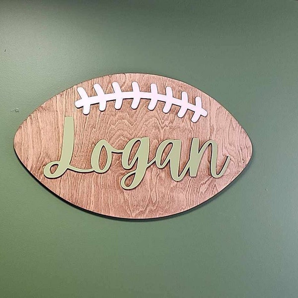 Football Name Sign 18-36 Diameter Round Sign Child Baby Name Football ...