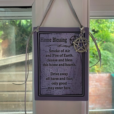 Home Protection Spell Chant Home Blessing Small Card and Pentacle Charm ...