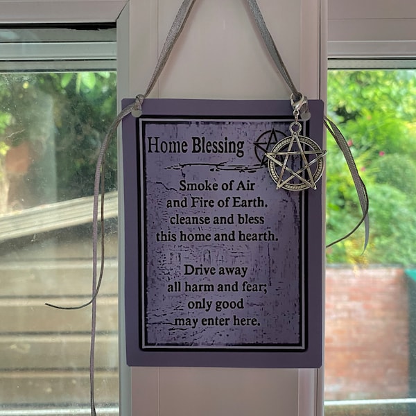 Home Protection Spell Chant Home Blessing Small Card and Pentacle Charm ...