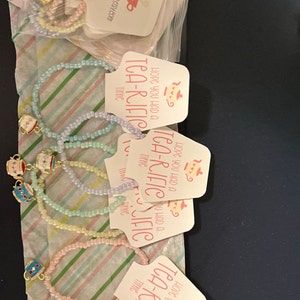 Set of 5 Tea Party Charm Bracelets, Children's Party Favors, Tea Party ...