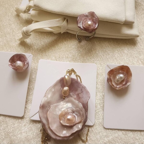 Unique Colored Pearl Ring • Natural Shell Ring • Mermaid Aesthetic Ring ...