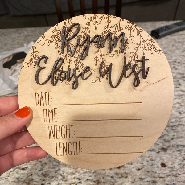 Custom Hospital Welcome 3D Hello Name Date Time Weight Length Birth ...