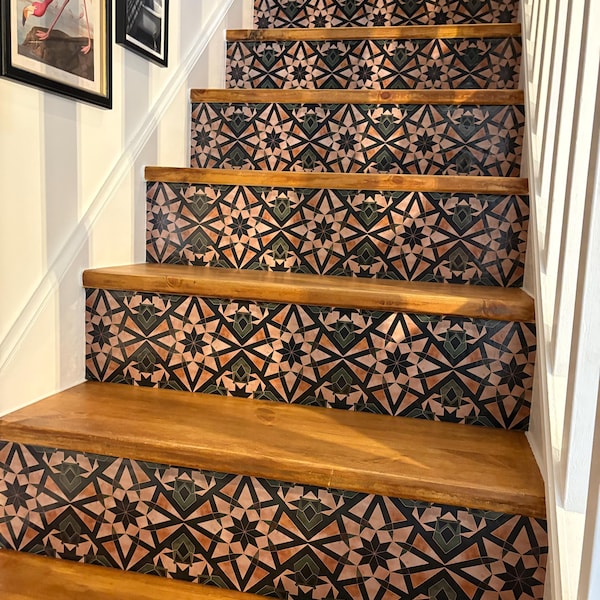 Moroccan Tuscan Pattern,stair Riser Stickers,peel and Stick Stair Riser ...