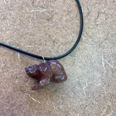 Mini Crystal Bear Necklace Sterling Silver Carved Stone Bear Crystal ...