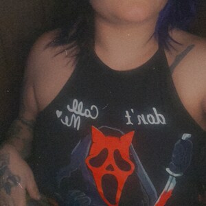 Graphic Black Halter, Crop Top, Horror Tops. - Etsy