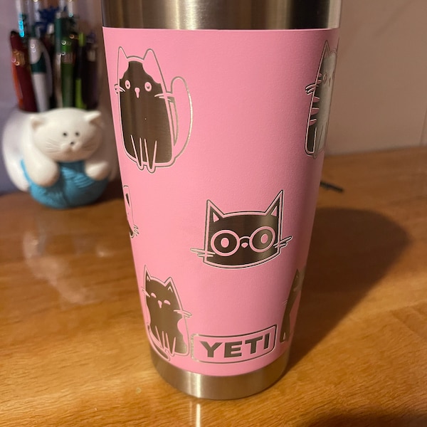 Cute Cats Engraved Full Wrap 20oz Tumbler, 20oz Custom Cats Engraved ...
