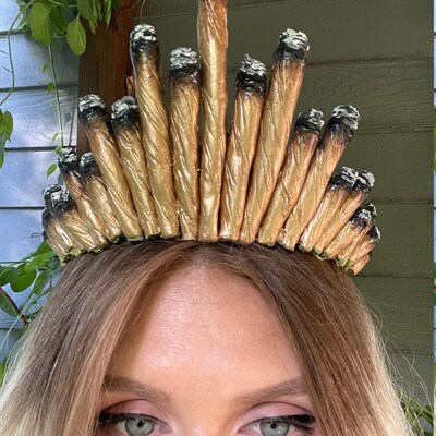 Gold Blunt Crown Marijuana Tiara Stoner Queen Backwoods Princess ...