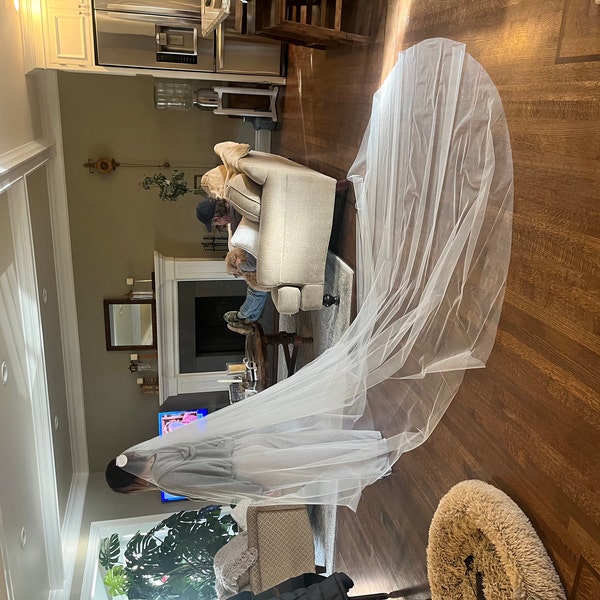 ST008 Extra Wide Long Drop Veil Two Tier Soft Wedding Veil With Long ...