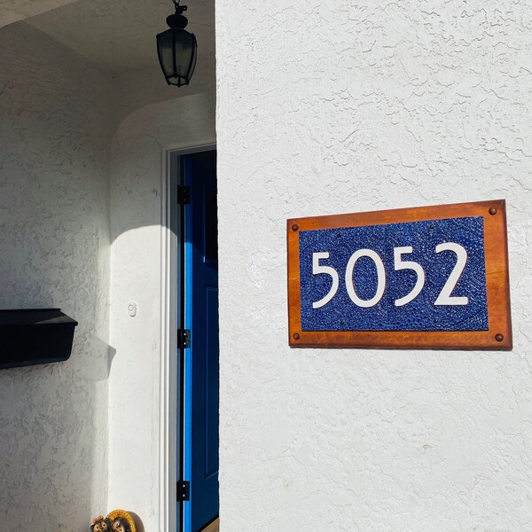 Vintage Aqua Blue Housenumber Sign | Customized Housenumber Plaque ...