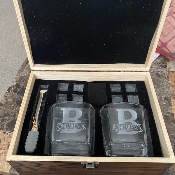 Signature Custom Whiskey Box and Glass Set, Men's Christmas Gift ...