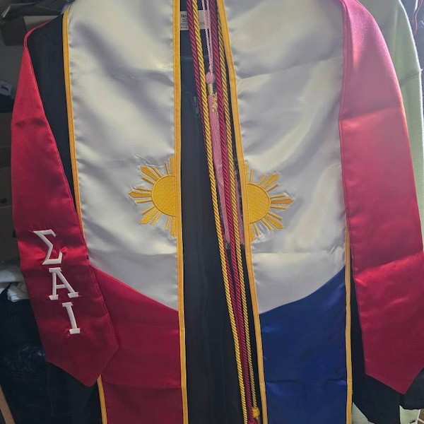 Philippines Flag Embroidered Graduation Stole | Sash | Scarf | Filipino ...