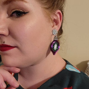 Iridescent Melty Skull Earrings, Holographic Pastel Rainbow, Halloween ...