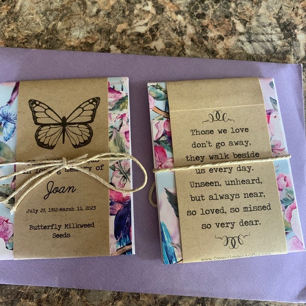 Personalized Memorial Butterfly Milkweed Seed Packets | Butterfly ...