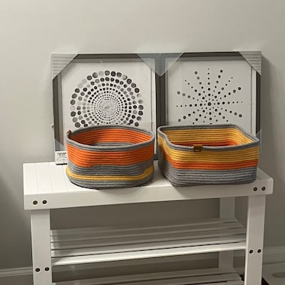 Cotton Rope Storage Basket With Lid, Rope Woven Organizer Basket With ...