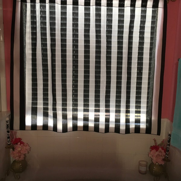2 Inch Wide Stripes Cotton Curtain 58 Inch Wide / Window Décor ...