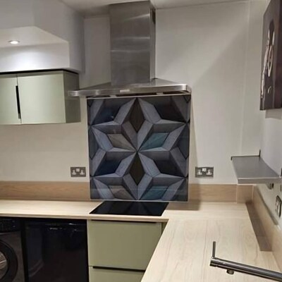Abstract Splash Kitchen Glass Splashback Heat Resistant 6mm Toughened ...