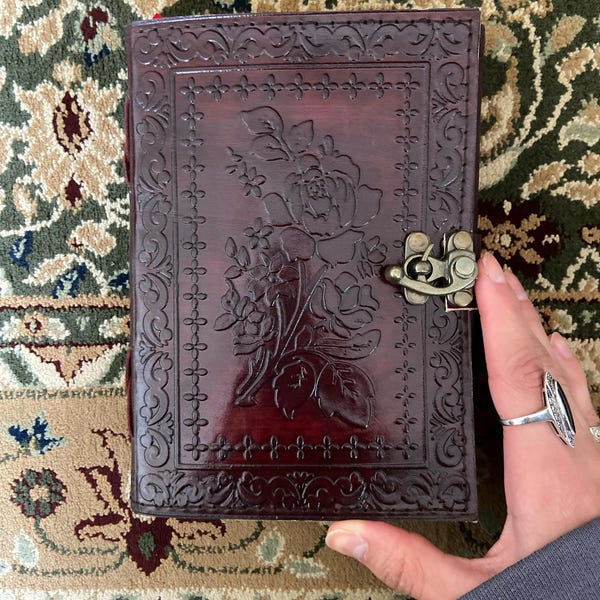 Personalized Rose Emboss Leather Journal Handmade Refillable Blank ...