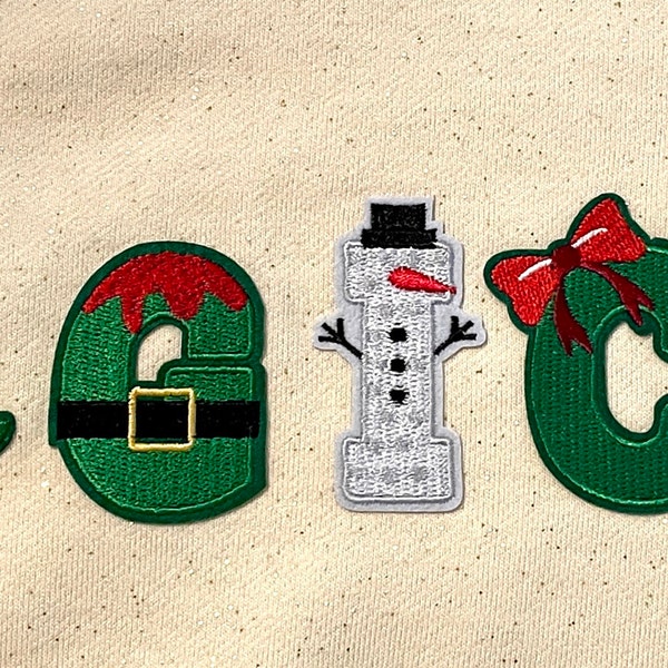 Snow Letter Embroidered Patch, Christmas Letter Iron on Patch ...