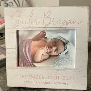 Simple and Sweet Personalized Pink Picture Frame, Baby Girl Gift ...