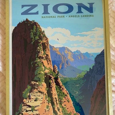 Zion National Park Angels Landing Travel Poster by Anderson Design ...