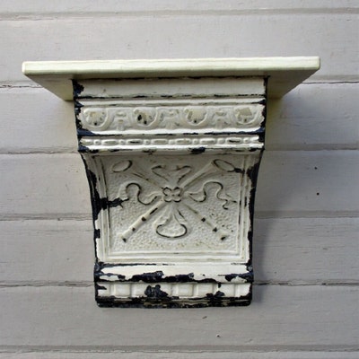 Antique Ceiling Tin Wall Shelf, 21, Architectural Salvage, Bathroom ...