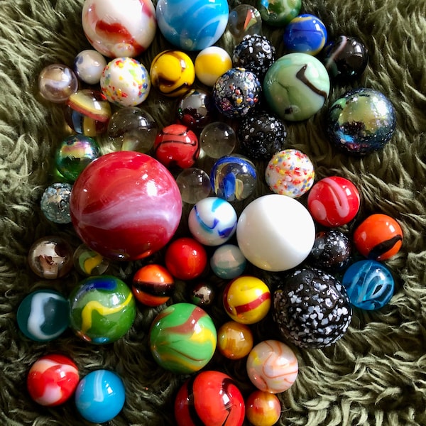 Box of 9 Large Bouquet Marbles Including 3 Handmade (22mm) and Handmade ...