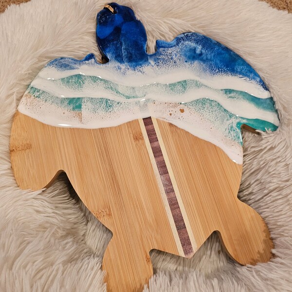Made-to-order Sea Turtle Charcuterie Board W Resin Ocean Waves, Cheese ...