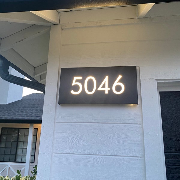 Lighted Address Sign, Address Plaque, Large Modern Personalized Marker ...