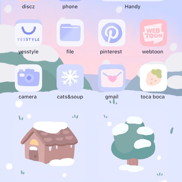 Winter Hand Drawn Ios and Android App Icon Set | Home Screen Theme ...