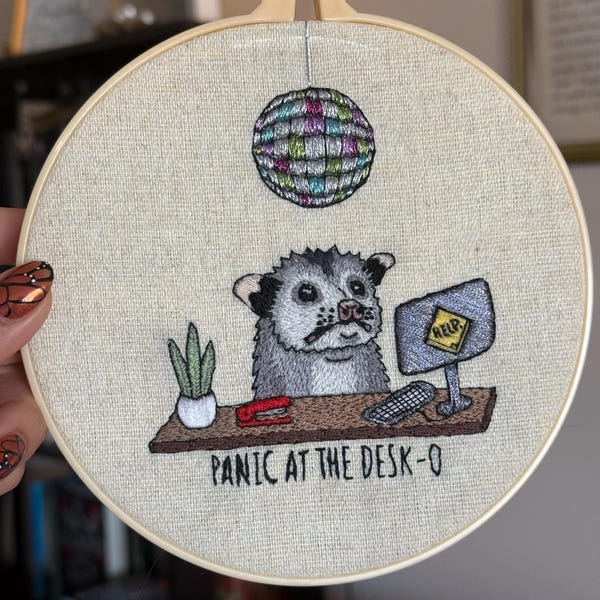 Panic at the Desk-o-possum - Disco Possum Hand Embroidery PDF Template ...