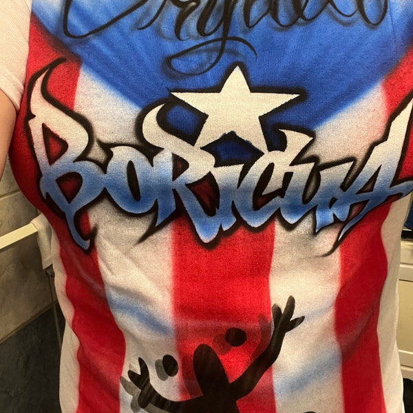 Airbrushed T-shirt Puerto Rican Flag Island Hometown Coqui Tshirt ...