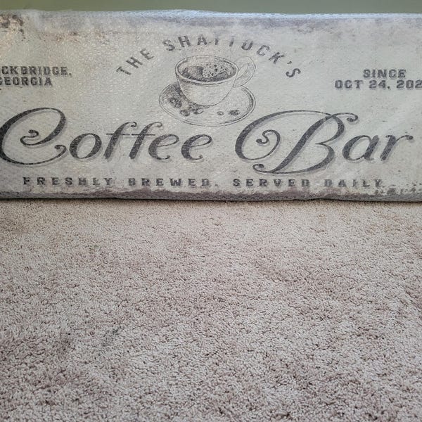 Coffee Bar Sign Freshly Brewed Coffee Beans Artwork Large Wall Art ...