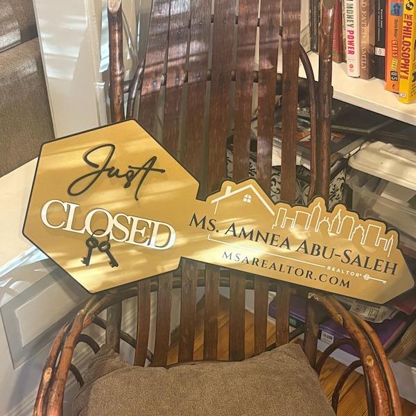 Just Closed, 3D Key Just Closed Sign, Closing Photo Prop, Modern Key ...