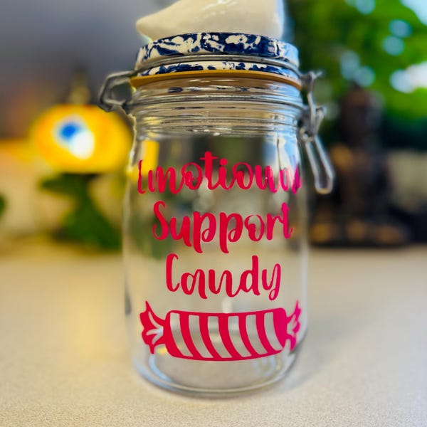 Emotional Support Candy Jar Vinyl Sticker, Funny Candy Jar Label ...
