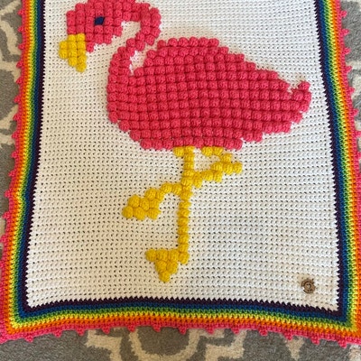 Flamingo Crochet Blanket / Bath Mat Bobble Stitch Pattern by Melu ...