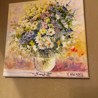 Floral Bouquet. Original. Fully Hand Painted Oil Artwork of Mix ...