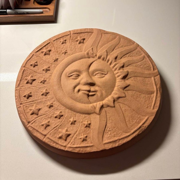 MOON & SUN TABLET (premium Color Options): Solid Stone Wall Hanging W ...