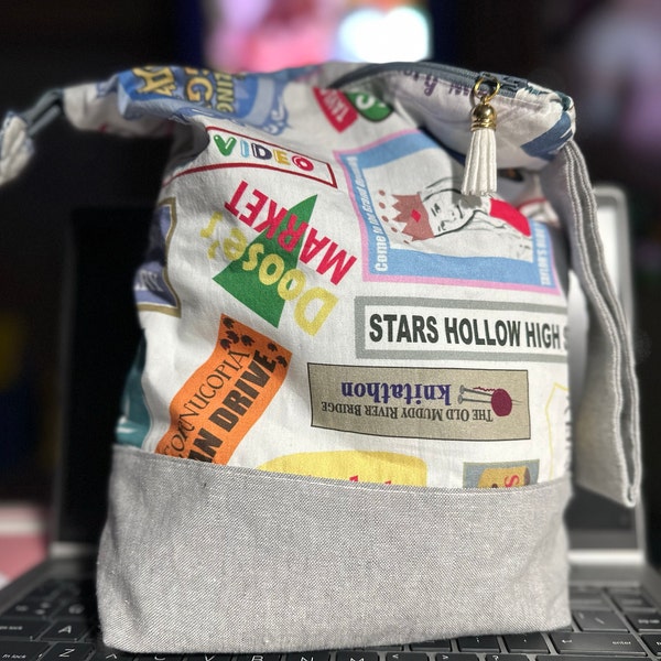 Van Gogh Starry Night Print Fabric, Knitting Project Bag, Medium or ...